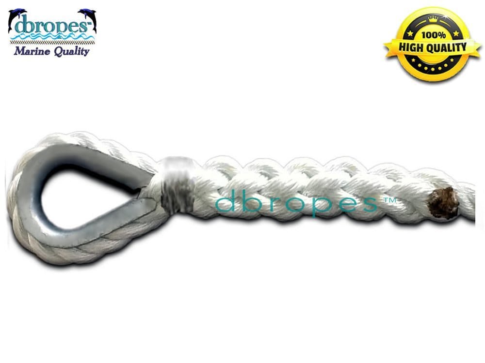 1/2" X 16' Three Strand Mooring Pendant 100% Nylon Rope with SS Thimbl
